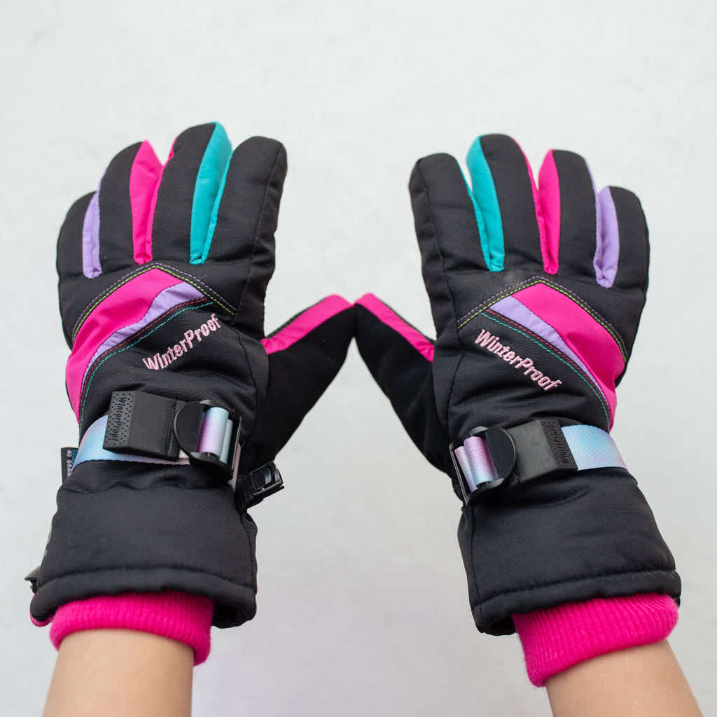 Girl's Black Colour Block Gloves – Jill Yoga